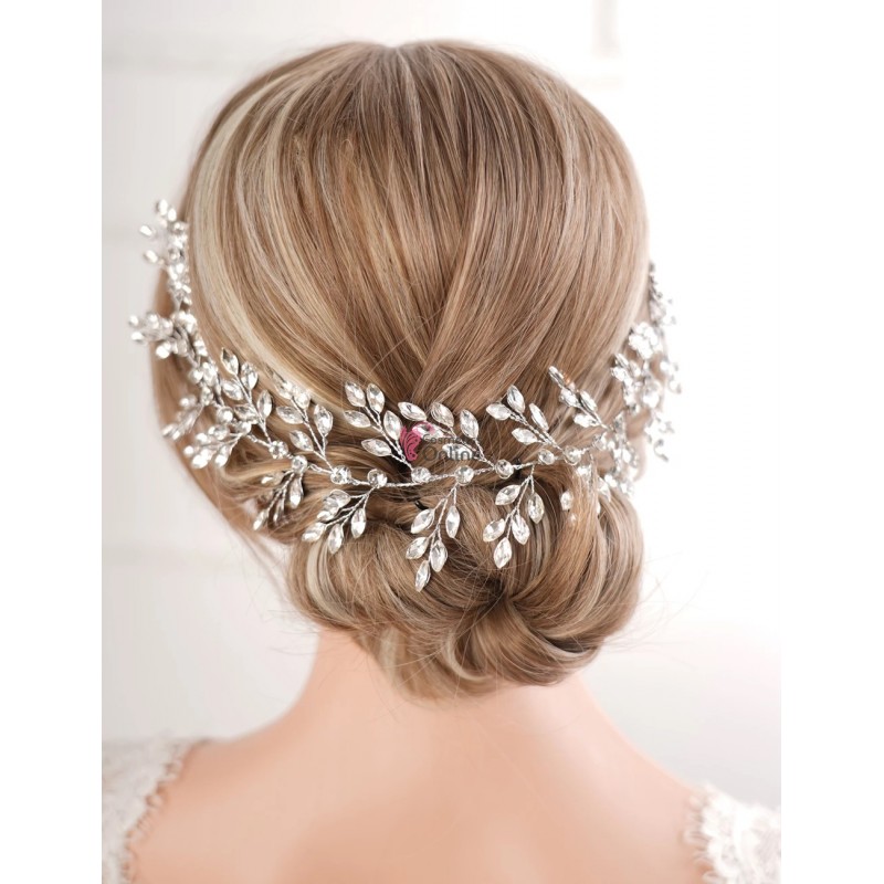 Accesoriu elegant pentru decor par AP002AA Argintiu cu cristale ...