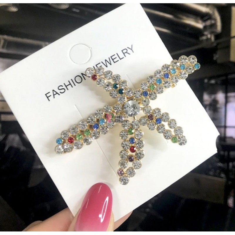 Clema pentru par metalica AGF024BB - Aurie cu strasuri