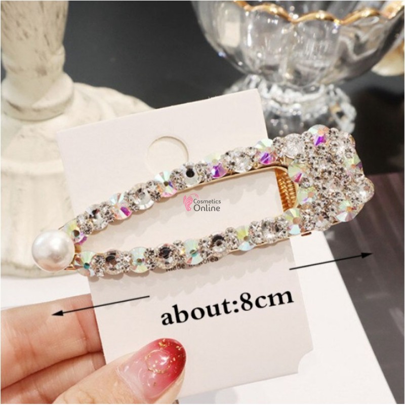 Clema pentru par metalica AGF010 - Auriu cu strasuri si perla