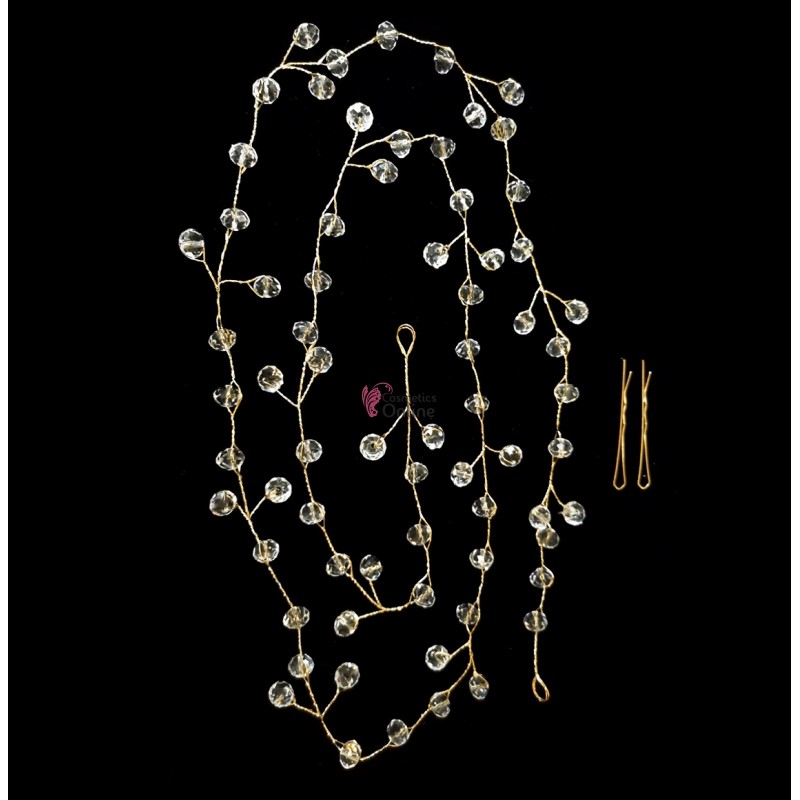 Accesoriu modern pentru decor par WED16BB Aurii cu strasuri pentru ...