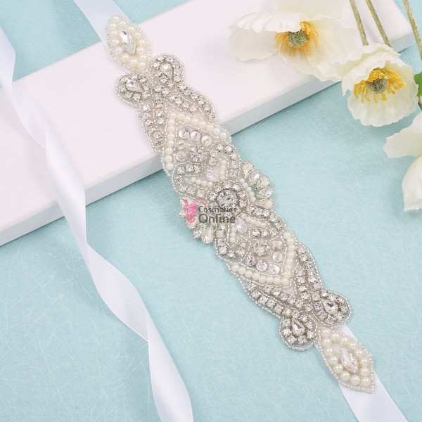 Brau din satin Hand Made Luxury BLT049HH cu Crystale aplicate pentru ...