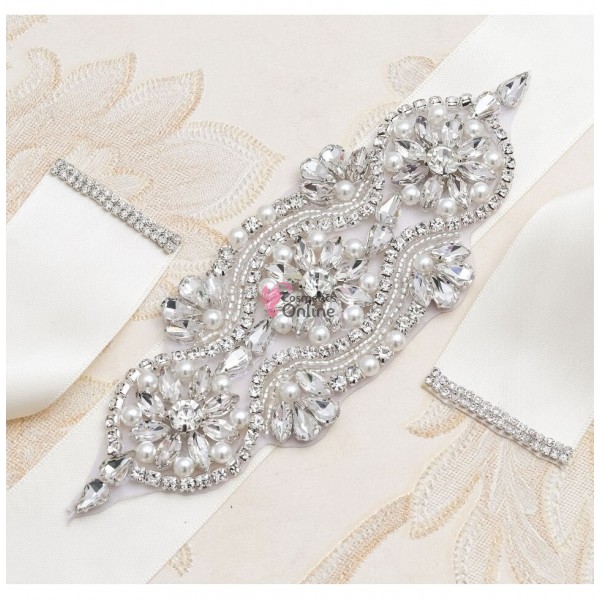 Brau din satin Hand Made Luxury BLT049LL cu Crystale aplicate pentru ...