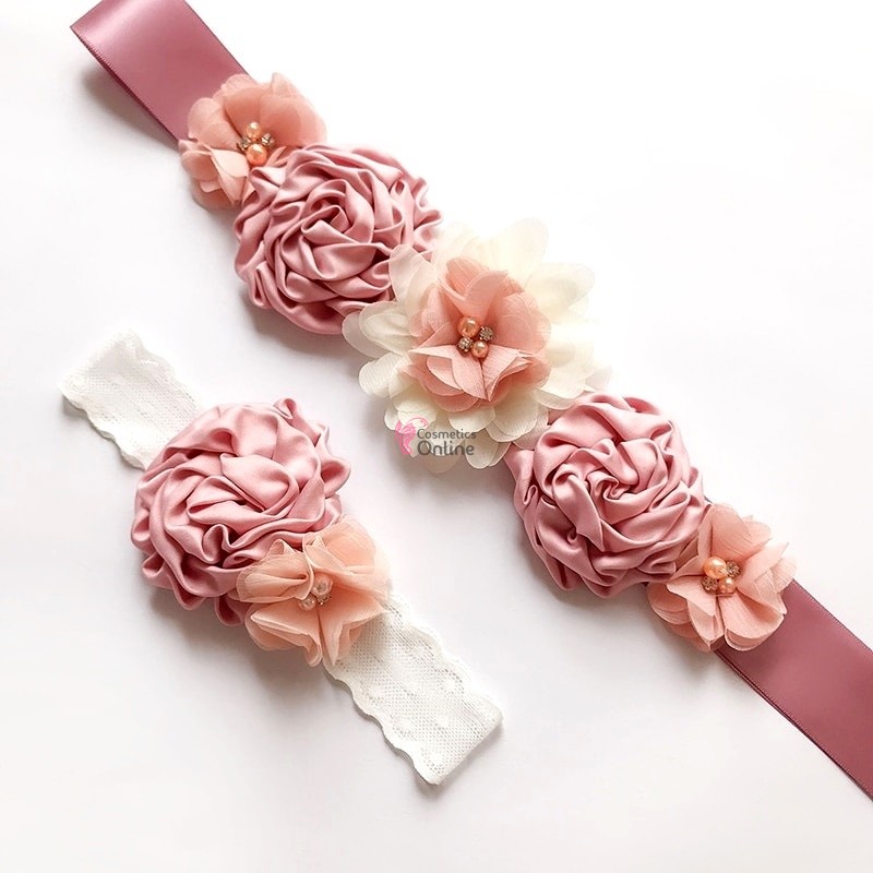 Brau din satin Hand Made Luxury BLT052DD Peach Antique cu cristale ...