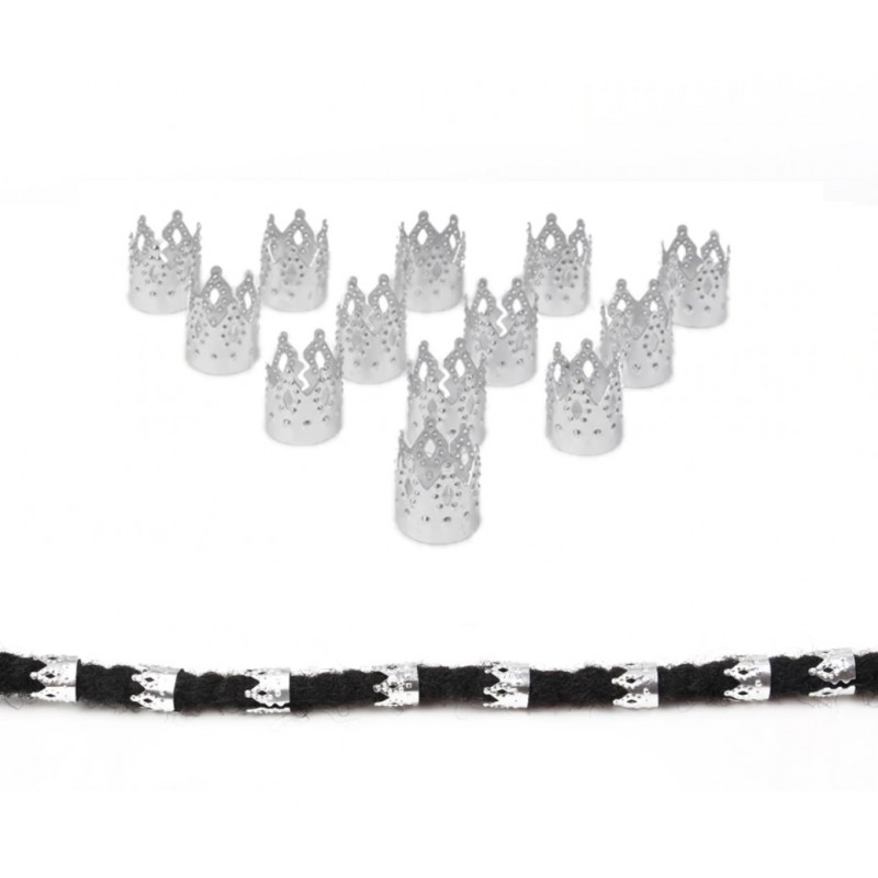 Inele din metal pentru codite afro RNG22AA Argintii, Set 10 bucati
