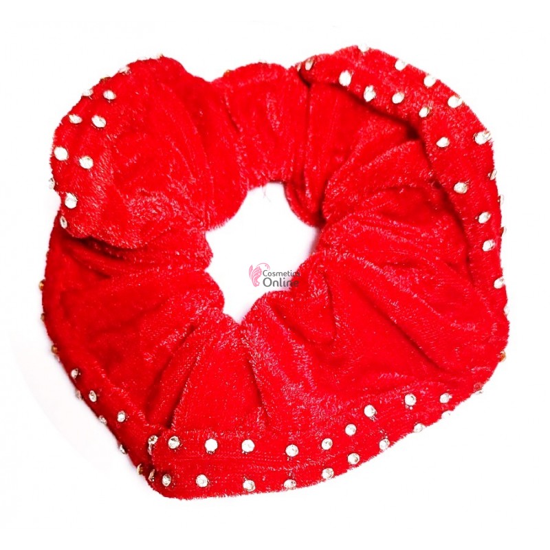 Elastic pentru par Cod ECD015BB din catifea Rosie cu cristale